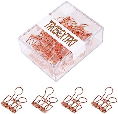 Amazon.com : Rose Gold Wire Binder Clips and Cute Paper Clips Set ...
