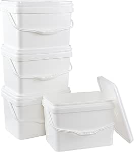 Amazon.com: Leendines 4-Pack 5 Gollon Rectangular Bucket with Handle ...