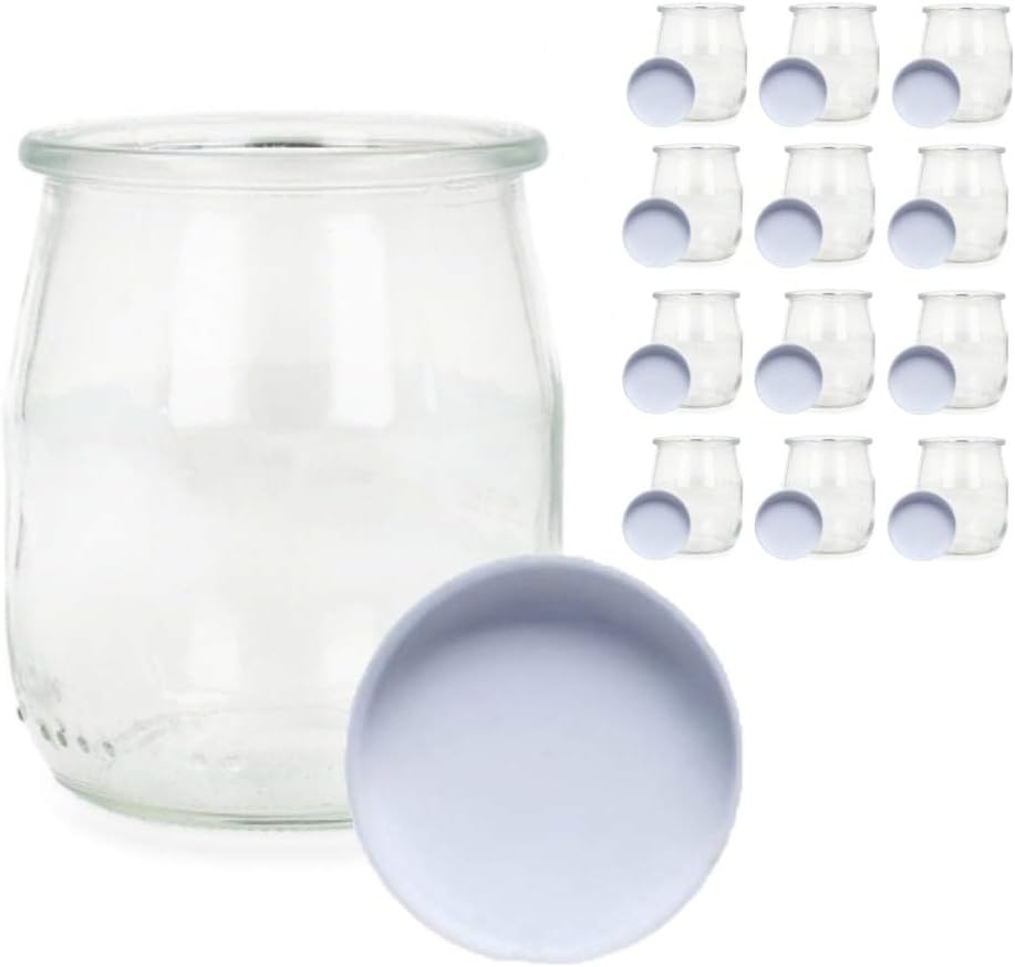 Gobelets yaourtière en verre avec couvercle Pack de 12 pots pour ...
