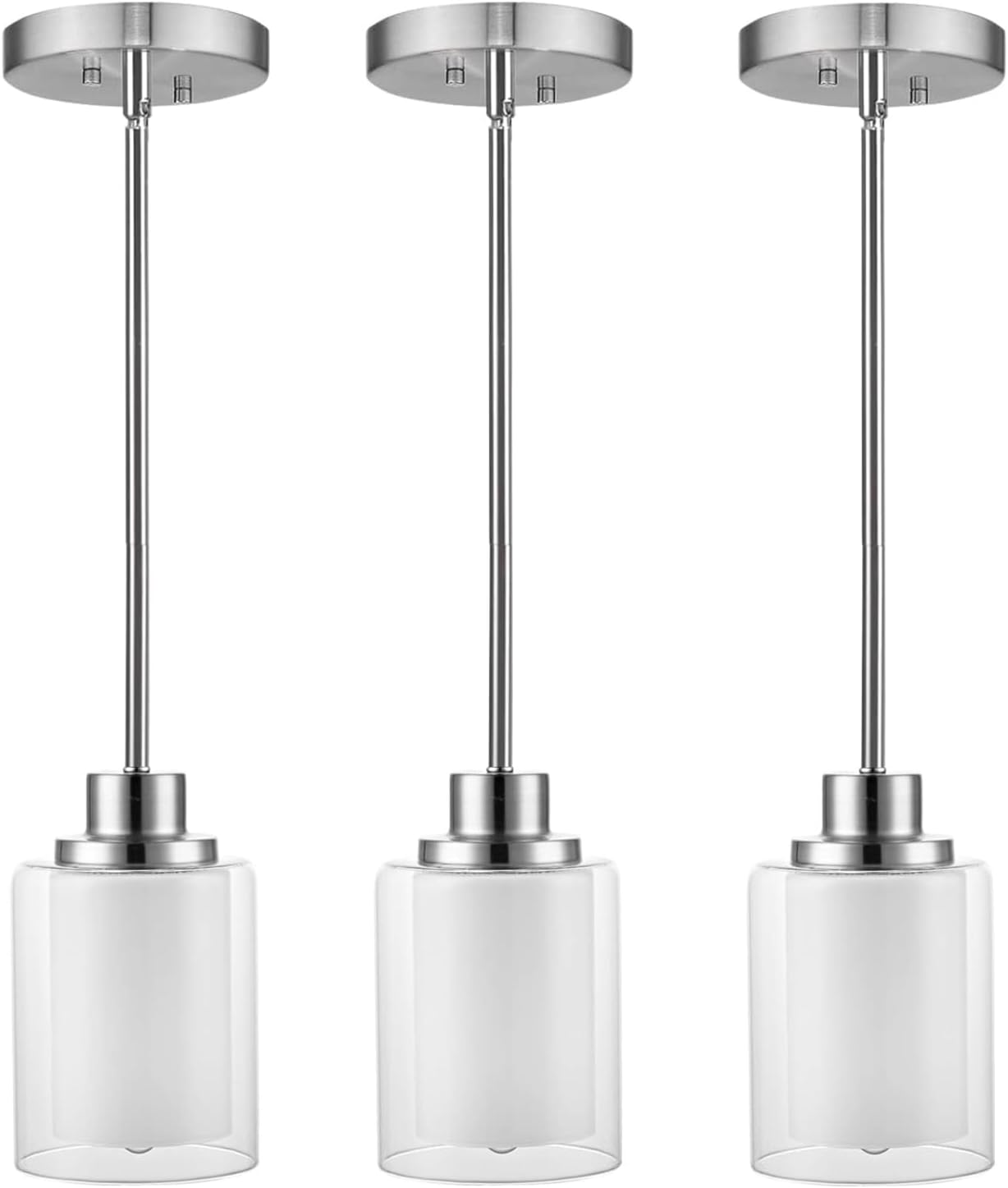 Eidonta 1-Light Mini Pendant Light Fixtures, 3 Pack Modern Brushed ...