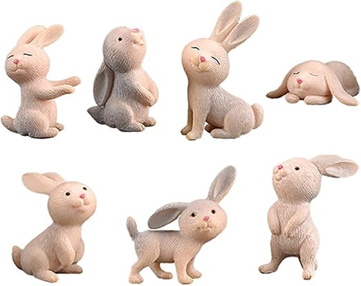 Amazon.com: MAOMIA 7 Pcs Rabbit Figures for Kids, Animal Toys Set Cake ...