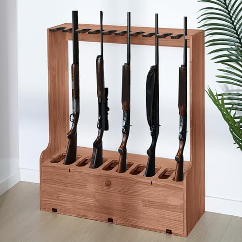 Amazon.com: Yousoontic Gun Rack with Storage Large Size Wooden Free ...