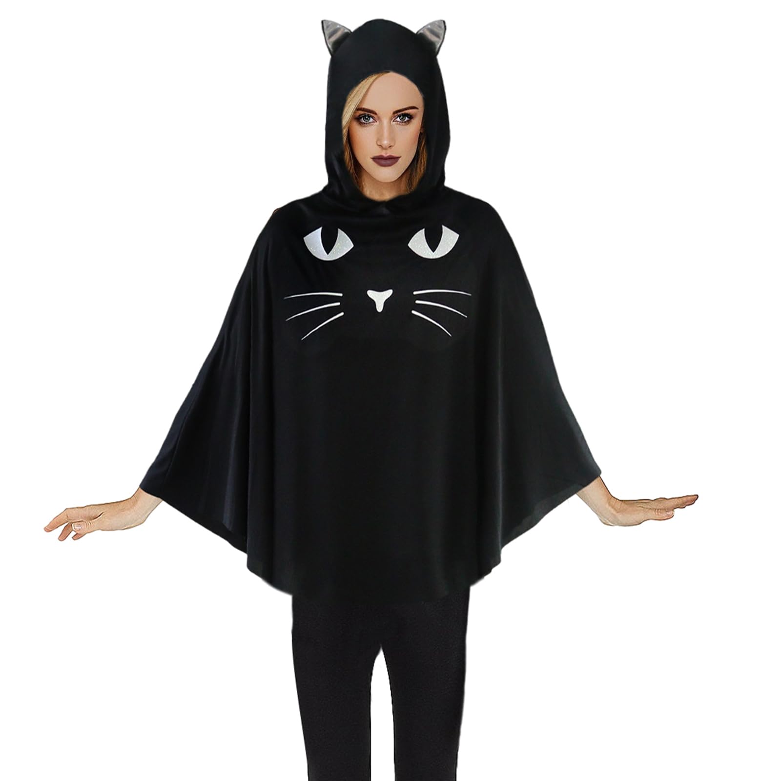 Amazon.com: XXLOG Cat Costume Adult Women Halloween Poncho One Size ...