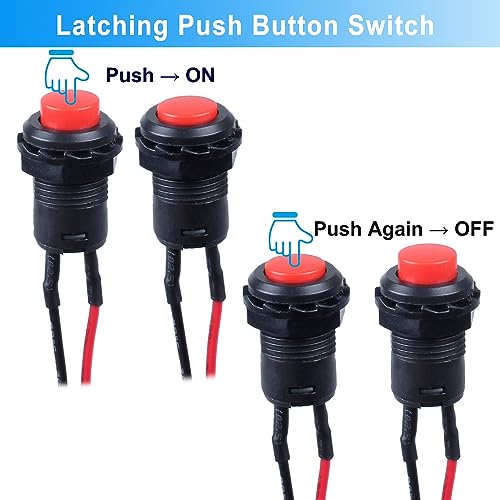 Snapklik.com : DMWD 12-Pack 12mm Mini Latching Push Button Switch AC ...