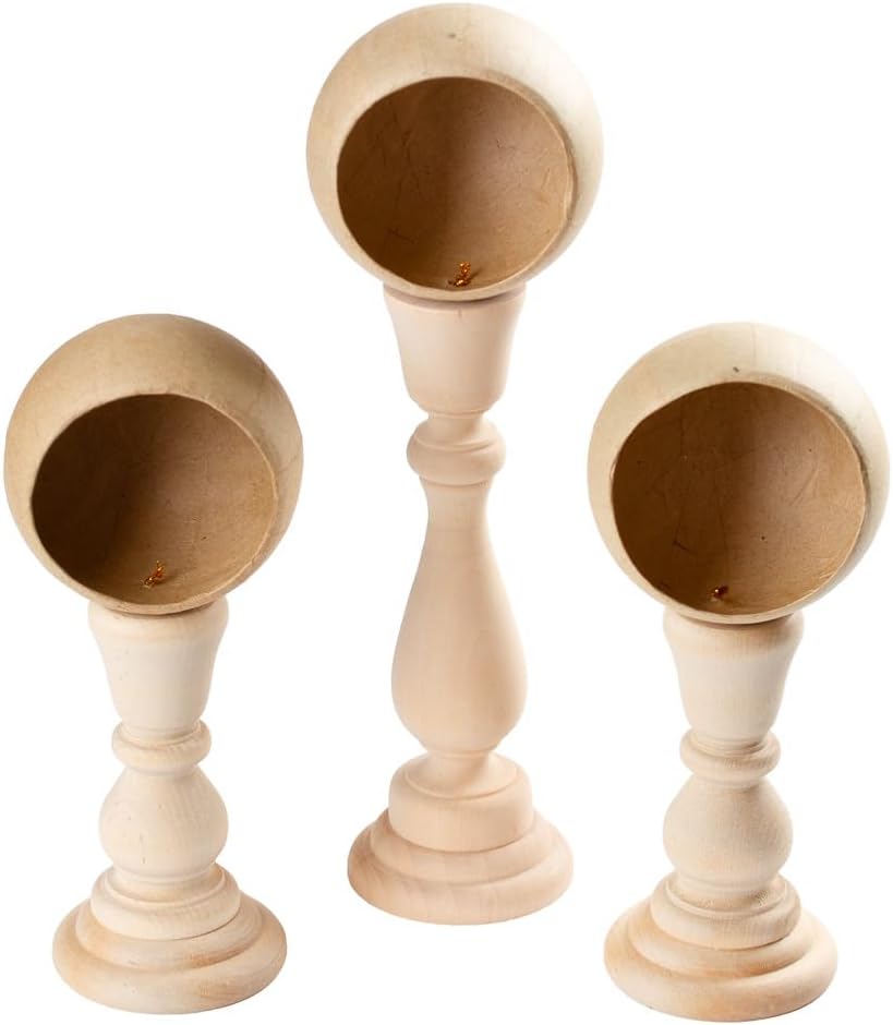 Amazon.com: Fillable Paper Mache Ornaments with Wood Stands - DIY Craft ...