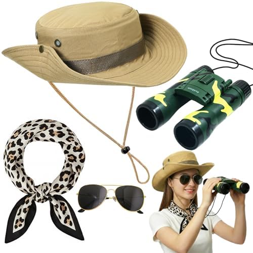 Generisch 4-teiliges Safari Kostüm,Mit Faltbare Sonnenhut, Sonnenbrille ...