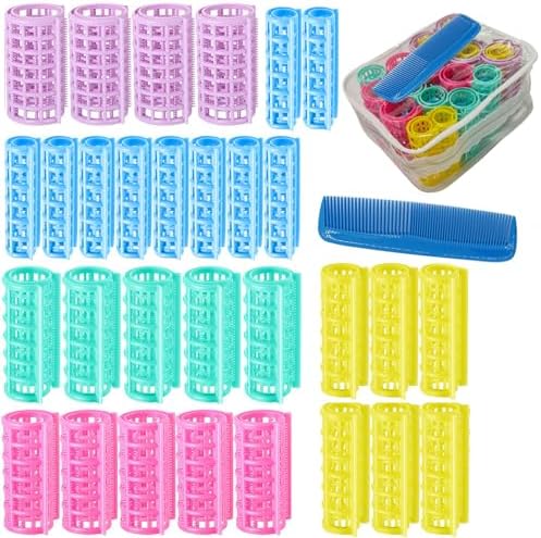 Amazon.com : 30Pcs Plastic Hair Curlers Rollers Set, Snap on Rollers ...