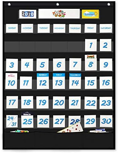 Amazon.com: AUVCAS Calendar Pocket Chart Kids Calendar Learning for ...