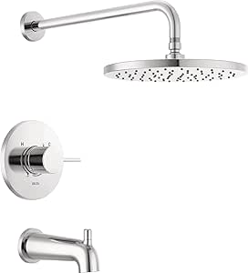 Delta Faucet Modern Raincan Round Single-Function Tub and Shower Trim Kit Chrome, Tub Faucet Set ...