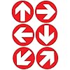 Pack of 6 Direction Arrows Red Self Adhesive Vinyl Stickers Safety 65mm ...