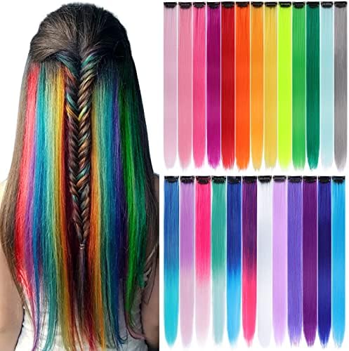Amazon.com : FENTISAR 18 Pack Colored Party Highlights Clip in Hair ...