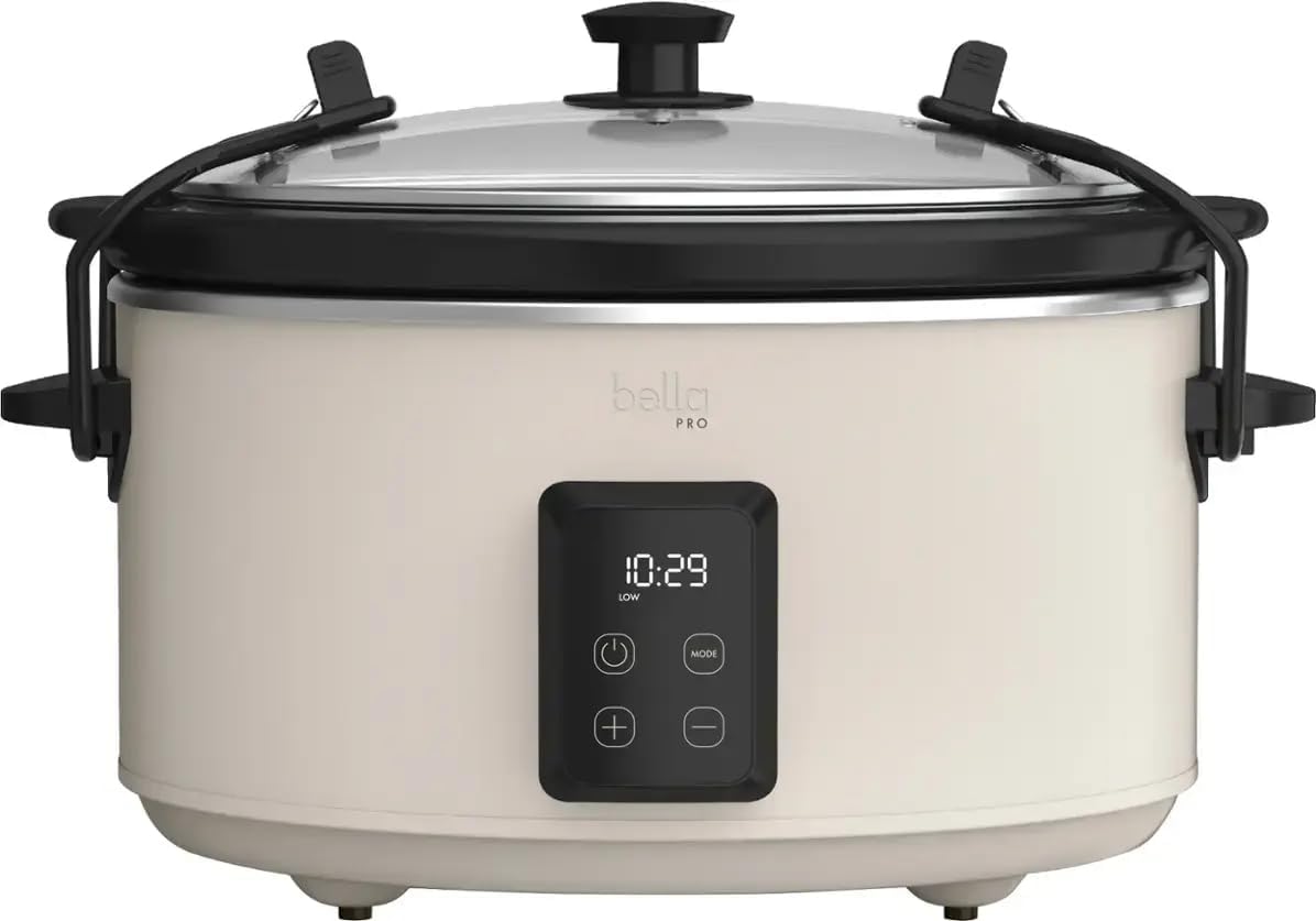 Amazon.com: Bella-PRO 5-Qt Programmable Slow Cooker, Oatmilk - Digital ...