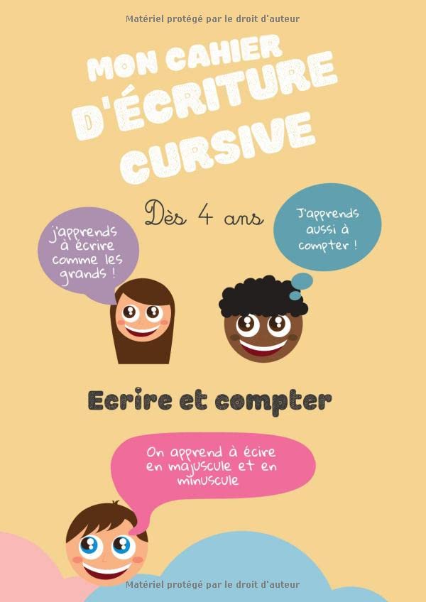 Buy Mon cahier d'écriture cursive - Dès 4 ans - Écrire et compter ...