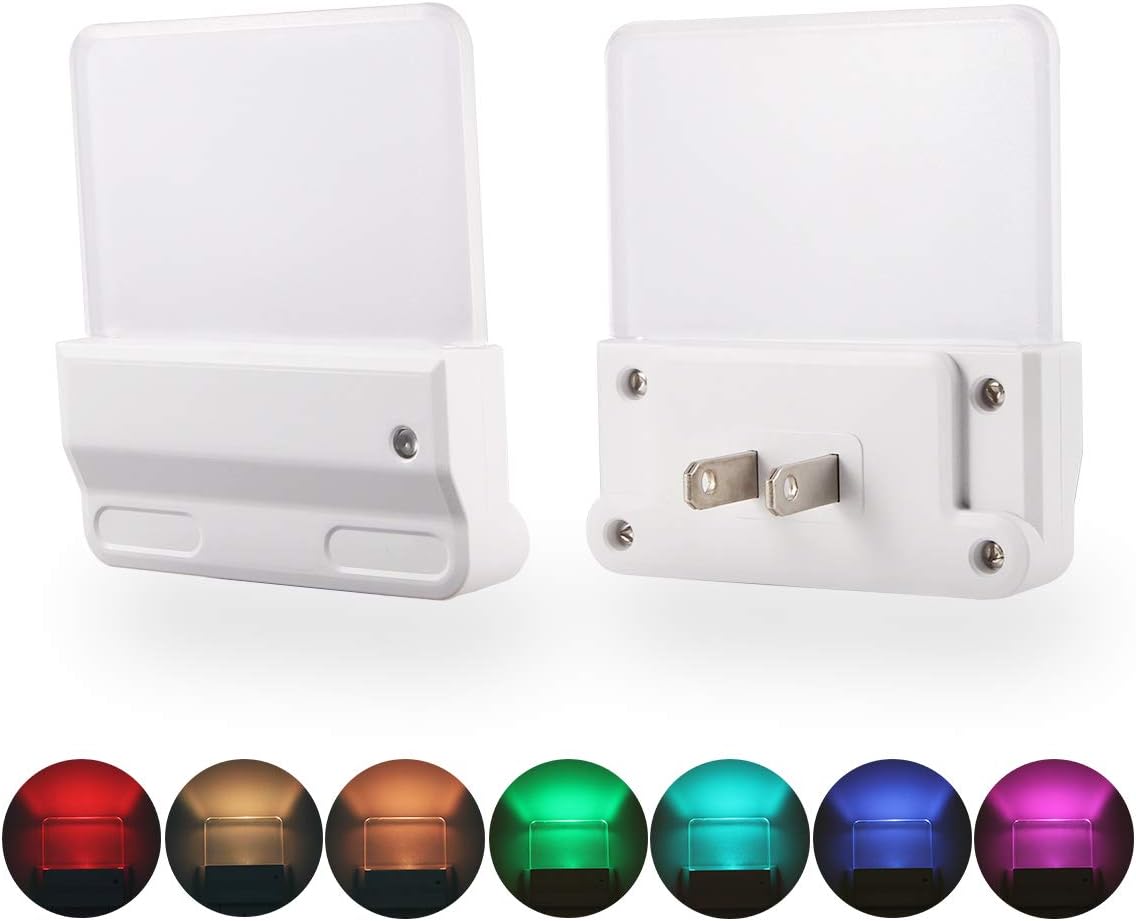 Color Selected Multicolor Night Light 2 Pack, GREENIC Plug in Rotating ...