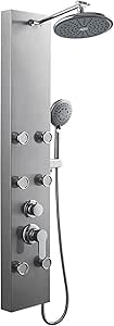 10.09-in. x 52-in. Shower Panel Silver Stainless Steel-Brass 16GS-36257 ...