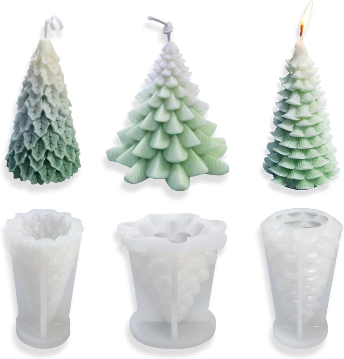Amazon.com: Christmas Tree Silicone Mold 3D Candle Molds for Making ...