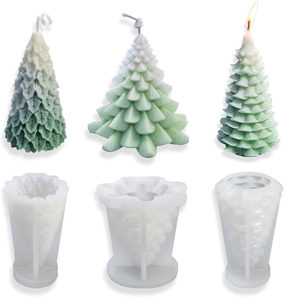 Amazon.com: Christmas Tree Silicone Mold 3D Candle Molds for Making ...