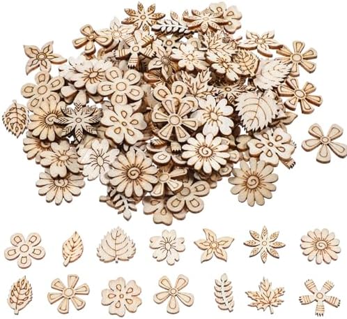 Amazon.com: Psyqtsuary 100 Pcs Poplar Wood Mini Flowers DIY Crafts ...