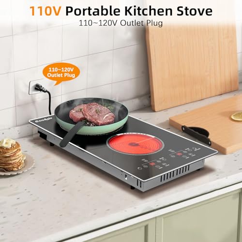 Cooksir Portable Electric Cooktop 2 Burner, 110V Plug in Electric ...