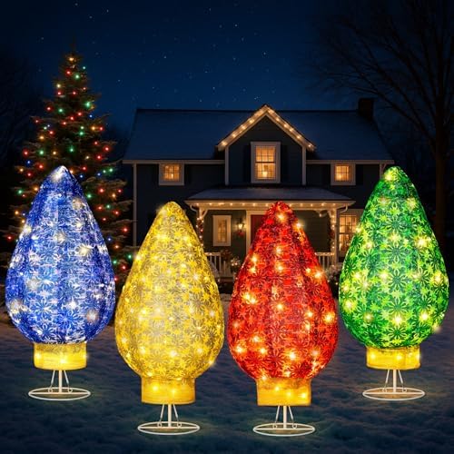 Amazon.com: Sumind 4 Pack Giant Christmas Lighted Holiday Lamp Post for ...