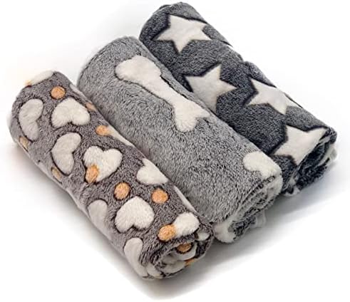 1 Pack 3 Puppy Blankets Super Soft Warm Sleep Mat Grey Cute Print ...