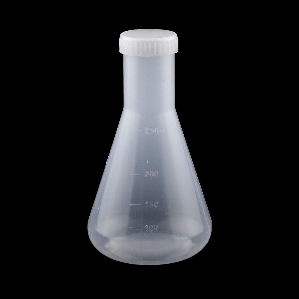 2X 250ml Laboratory Conical Volumetric Flask Container Bottle w/Cap ...