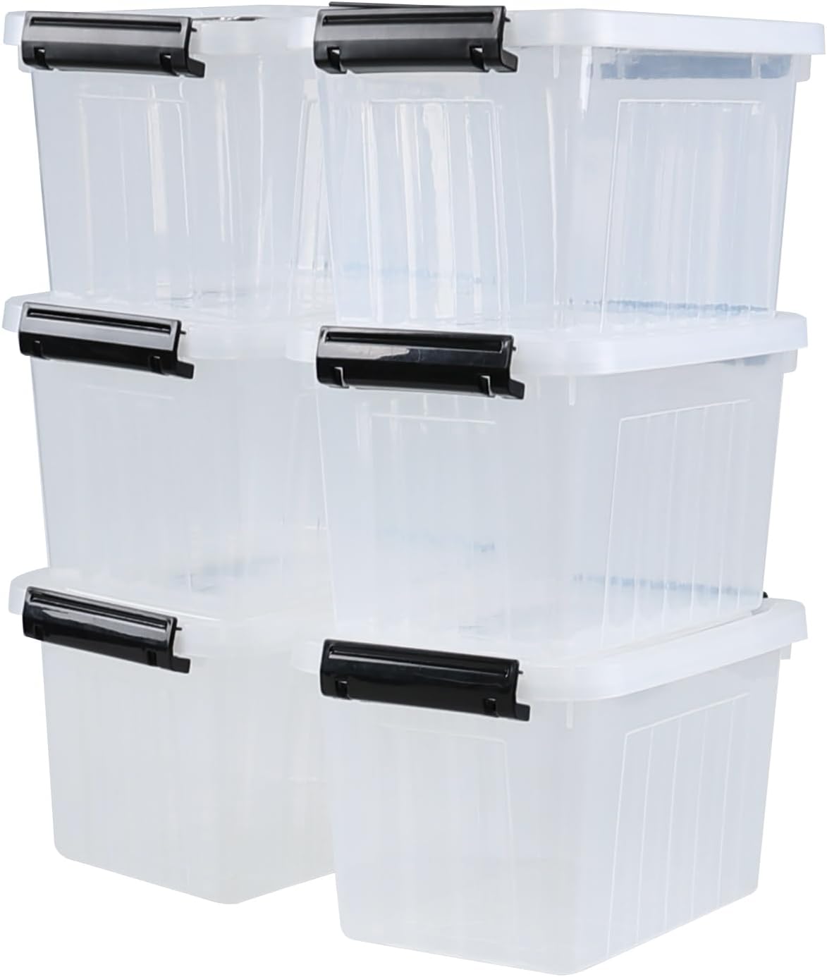 Yesdate Set of 6 Plastic Storage Box, Clear Storage Latch Box with Lid ...