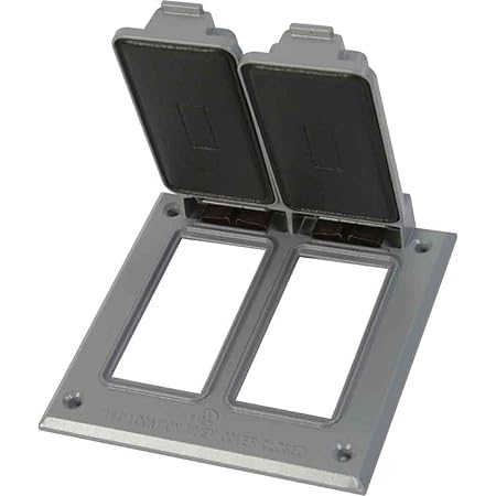 Red Dot 2CCU Outlet Box Flip-Lid Cover, Weatherproof, 2 Gang, Silver ...