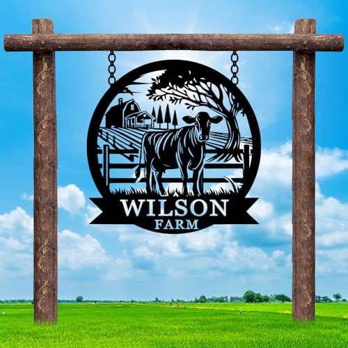 Amazon.com: Custom Cow Farm Metal Sign, Personalized Farm Decor ...