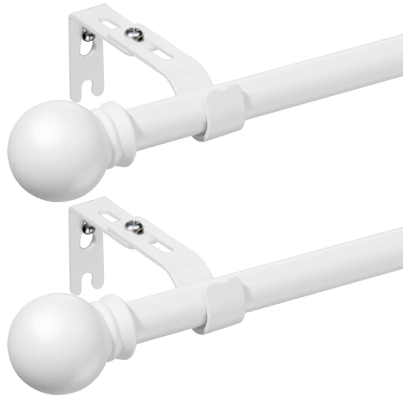 Curtain Poles with Round Finials 76 to 157 cm, 1.6 cm diameter Matt ...