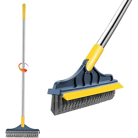 Rushwak Bathroom Cleaning Brush with Wiper Upgraded 3 in 1 Tiles ...