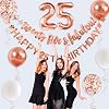 Amazon.com: Rose Gold Twenty Five & Fabulous Happy 25th Birthday Banner ...