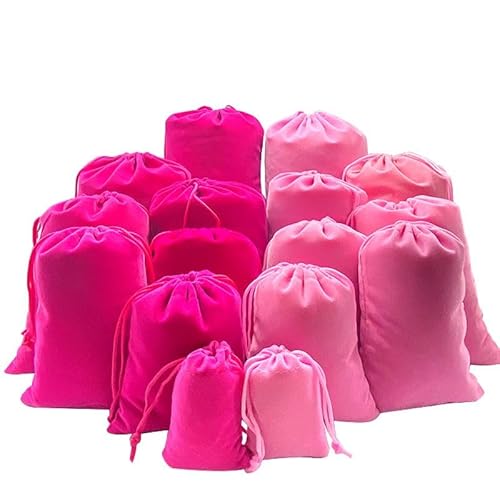 10pcs 6.7*9 in Velvet Drawstring Bags Gift Bags Pink&Rose Red,Jewelry ...