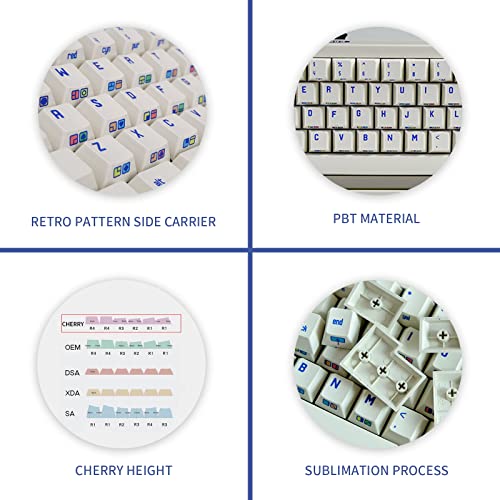 153 Keys Retro Beige Keycaps, Cherry Profile Keycaps Dye Sublimation ...