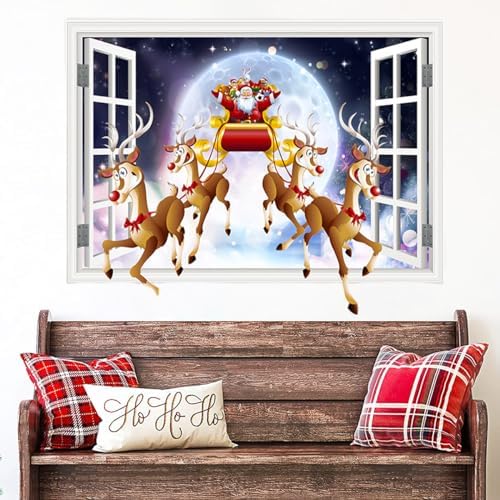 Amazon.com: GGBOY Christmas Wall Decals, Santa Reindeer Christmas Wall ...