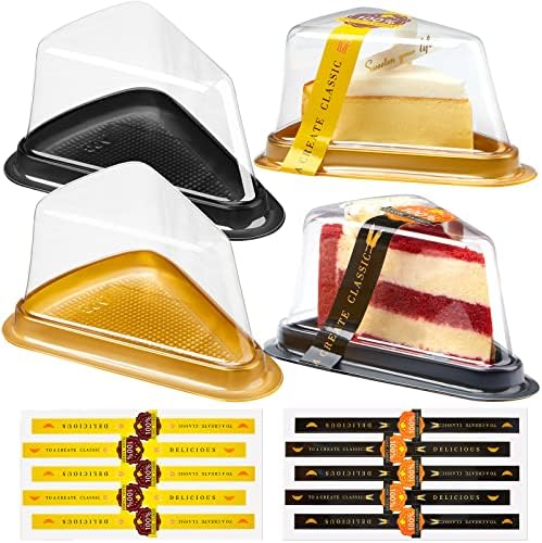 Amazon.com: 200 Pack Cake Slice Containers Clear Cheesecake Container ...