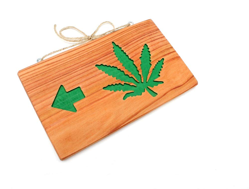 Amazon.com: Marijuana Leaf Arrow Sign, Grow Room Sign, Cannabis Signage ...