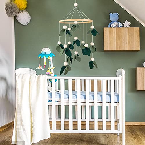 LICHENGTAI Mobile Baby Wind Chime Crib with Felt Balls, 3D Leaves Baby ...