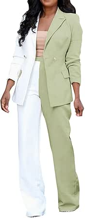 Amazon.com: Womens Color Block Suit Sets Two Piece Business Casual ...