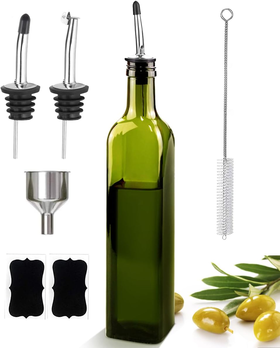 Amazon.com: ZAZAWAWA 2PACK 17oz Glass Olive Oil & Vinegar Dispenser Set ...