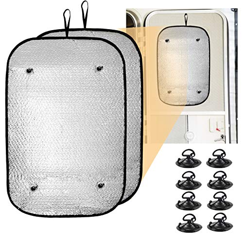 2 Pack RV Door Window Sunshield Cover- 24" x 16" Double-Sided Travel ...