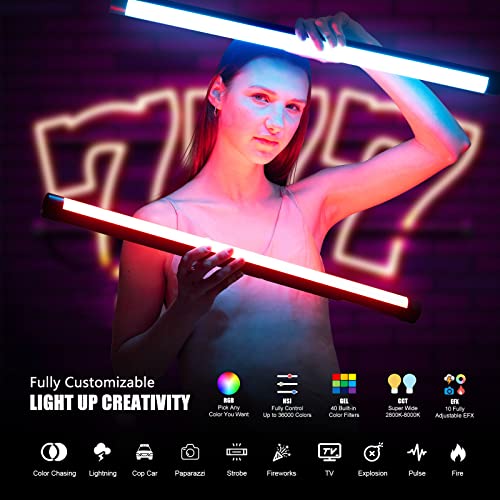 Mettlelite TLX2 RGB Tube Light LED Full Color Portable Video Light with ...