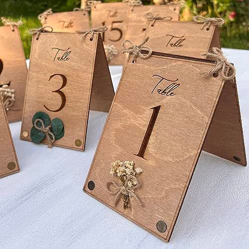 Amazon.com: Eucalyptus & Floral Wood Wedding Table Numbers, Wood Rustic ...