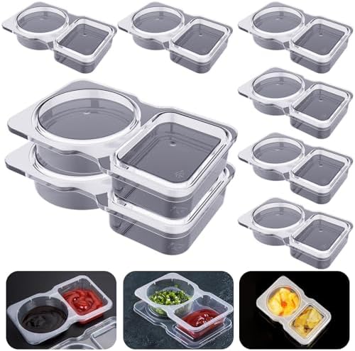 Amazon.com: Double Compartment Condiment Containers with Lids, 2024 New ...