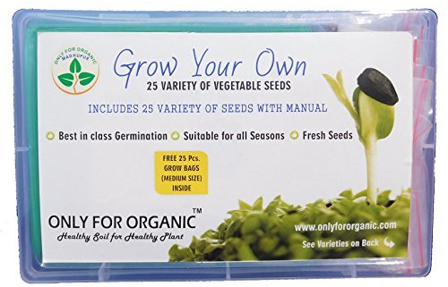 OFO ONLY FOR ORGANIC 25 Variety of Vegetable Seeds with 25 Grow Bags ...