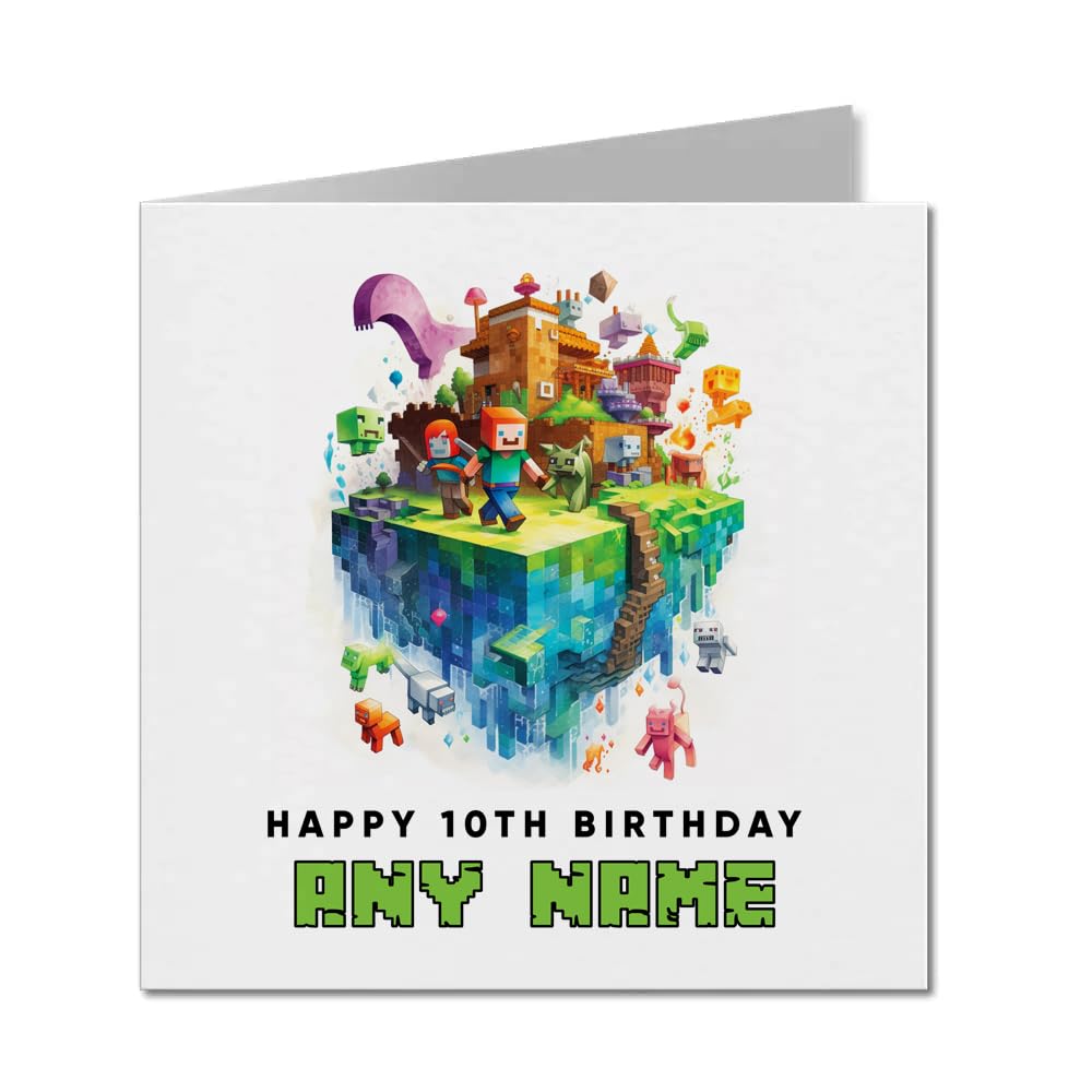 Personalised Birthday Card | Mining Game Greeting Card Boy Girl ...