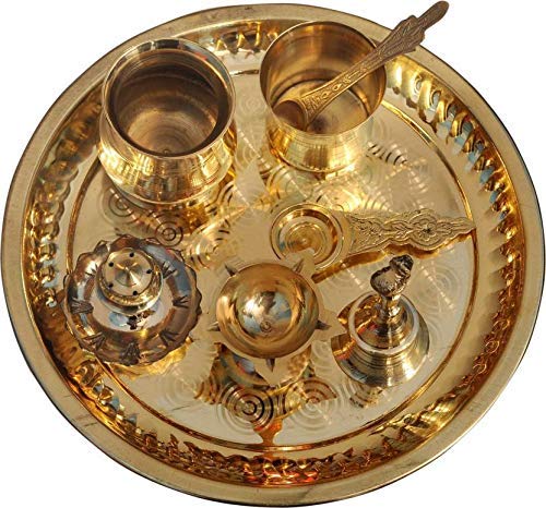 SARADHA METALS Traditional Handcrafted Brass Pooja Thali/Aarti Bartan ...