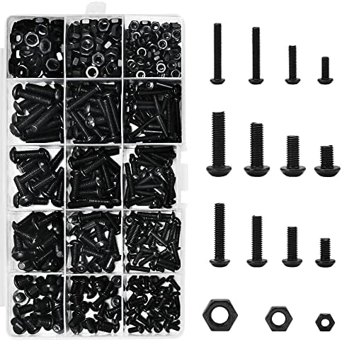 Ikaif 500 Stücke Schrauben Sortiment Set, Schwarz Pan Kopf Hexagon Buchse Schrauben und Muttern ...