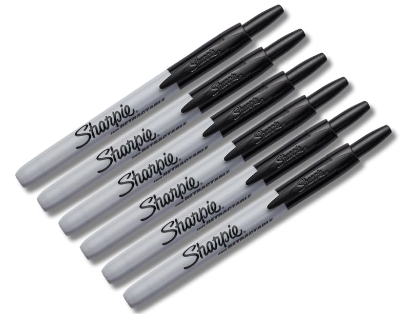 Sharpie Retractable Permanent Markers | Fine Point | Black | 6 Count ...