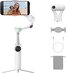 Insta360 Flow 2 Pro AI Tracker Bundle White - Foldable AI Phone Gimbal, Track in 200+ Apps with ...